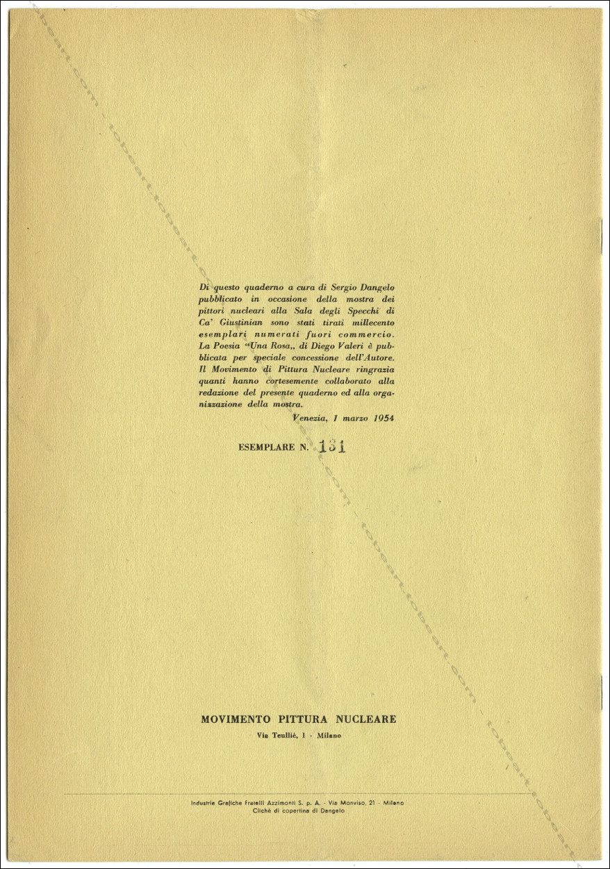 Arte Nucleare. Milan, Movimento Pittura Nucleare, 1954. Librairie Tobeart.